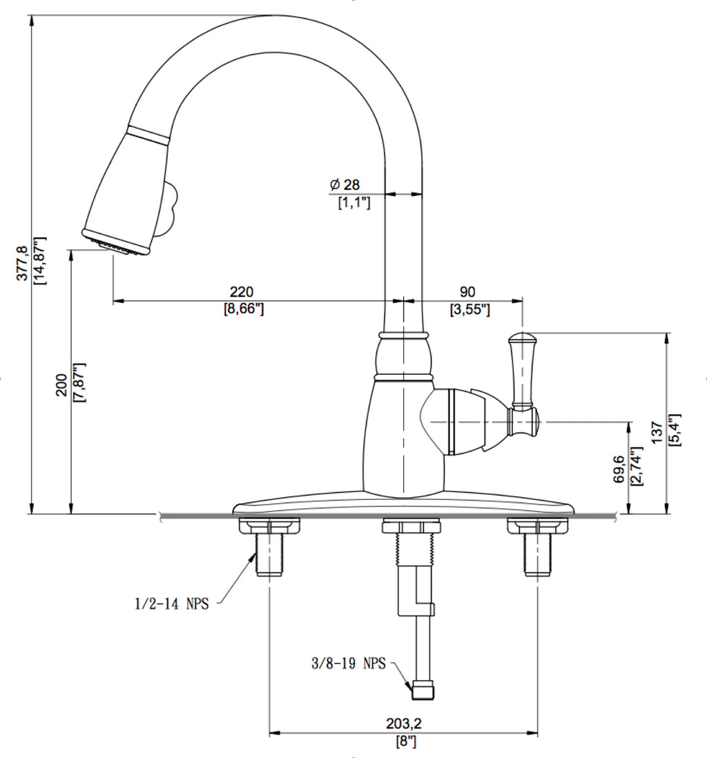 Non-Metallic Pull-Down RV Kitchen Faucet — Dura Faucet DF-PK160 – RVFaucet